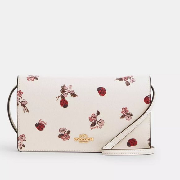 Coach | Bags | Coach Anna Foldover Clutch Crossbody With Ladybug Floral ...